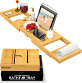 Expandable Bamboo Bathtub Tray Caddy | Luxury Spa Bath Accessory – Bambusi