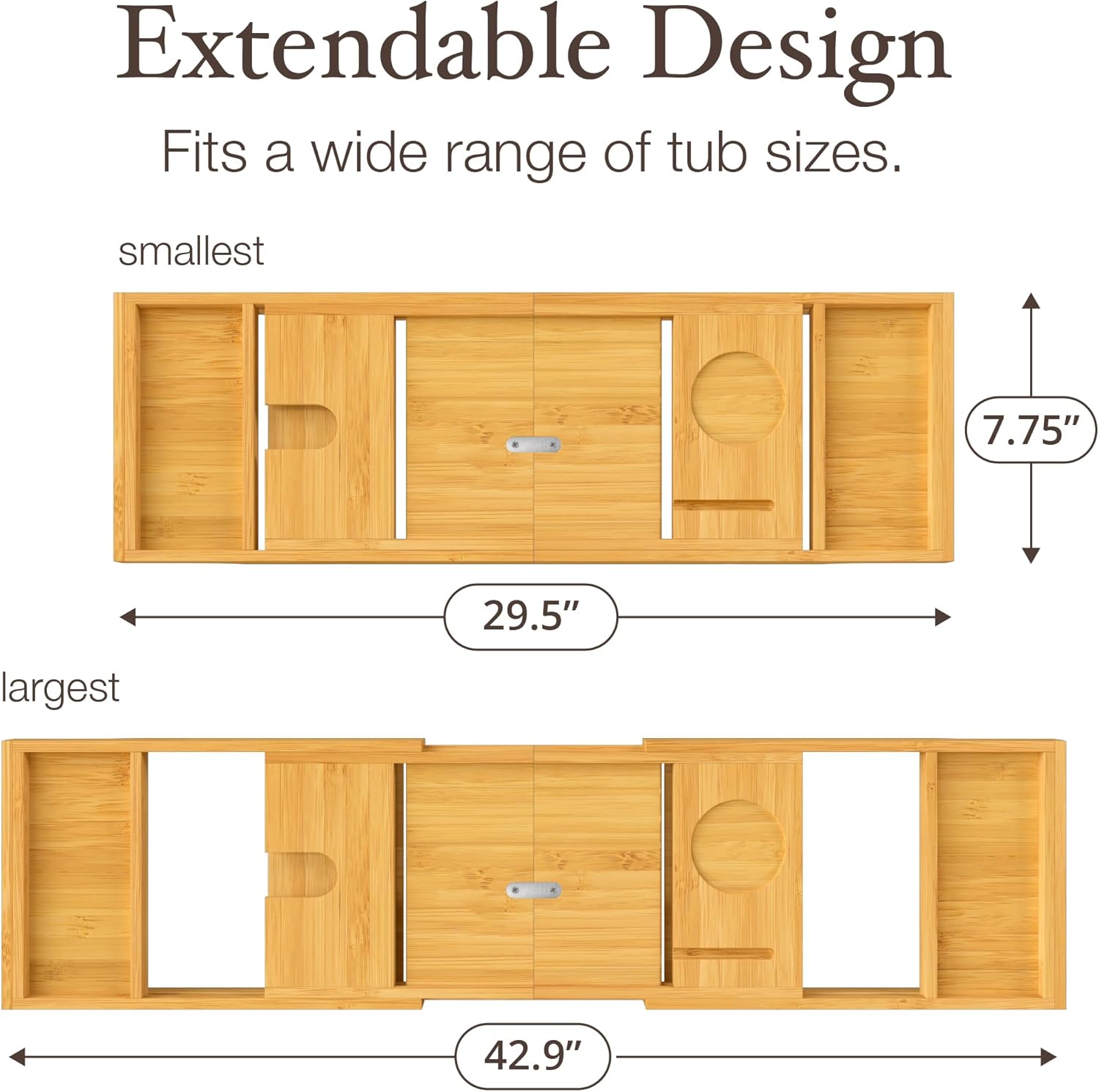 Expandable Bamboo Bathtub Tray Caddy | Luxury Spa Bath Accessory – Bambusi