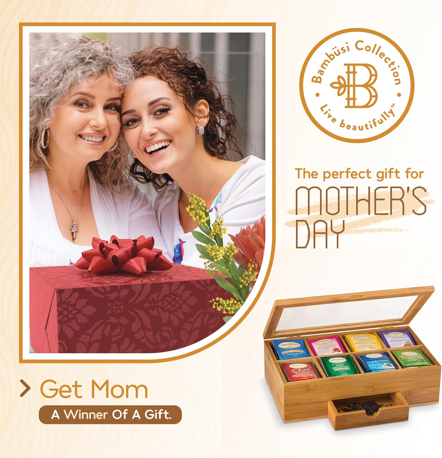 Bamboo Tea Organizer Box with 8 Compartments – Magnetic Lid for Fresh ...