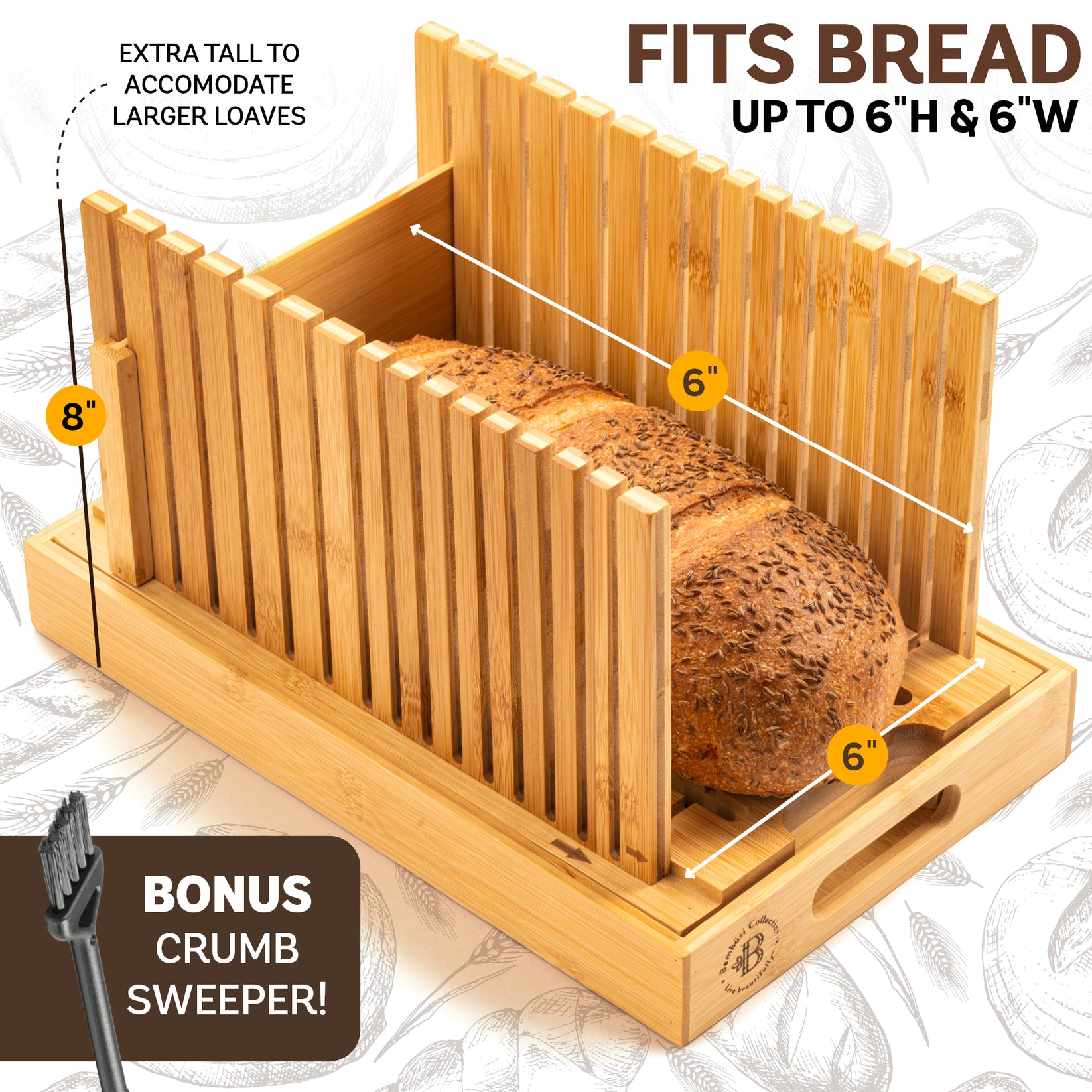 Bamboo Bread Slicer with Crumb Tray and Knife – Bambusi