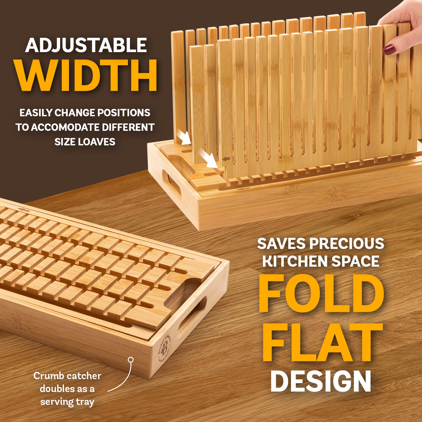 Bamboo Bread Slicer with Crumb Tray and Knife – Bambusi