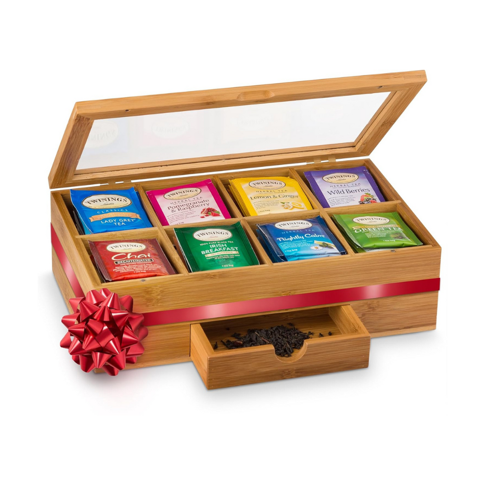 Bamboo Tea Organizer Box with 8 Compartments – Magnetic Lid for Fresh ...