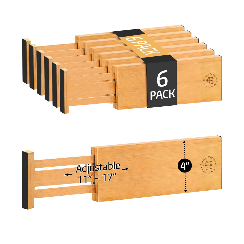 6-Pack Bamboo Drawer Dividers 6" Deep – Bambusi